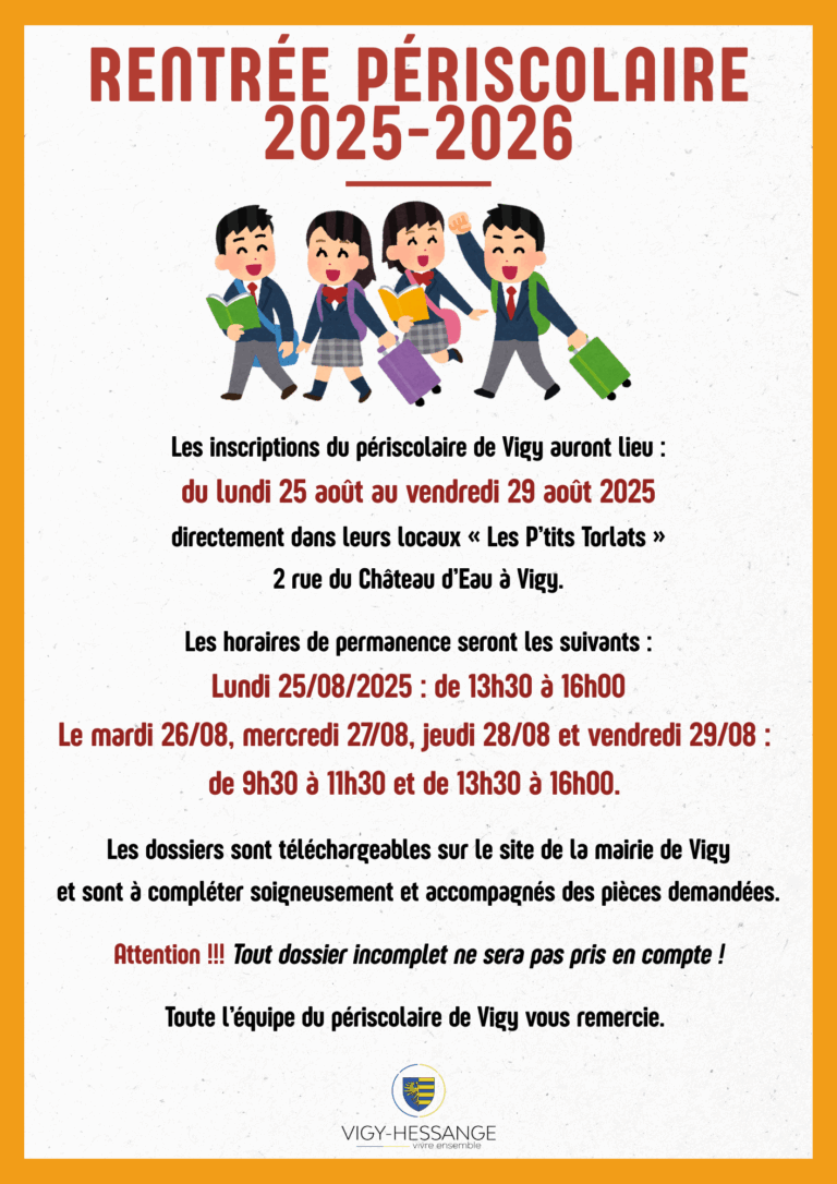 Inscription périscolaire 2025-2026 – Mairie de Vigy-Hessange