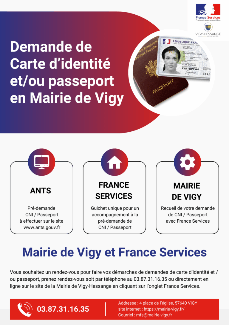 Demande de CNI et/ou Passeort en Mairie de VIGY – Mairie de Vigy-Hessange